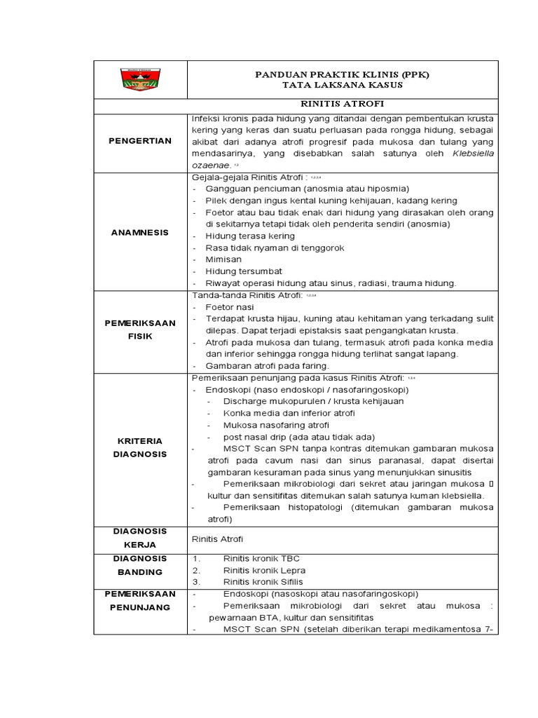 PPK Diagnosis Rinitis Atrofi | PDF