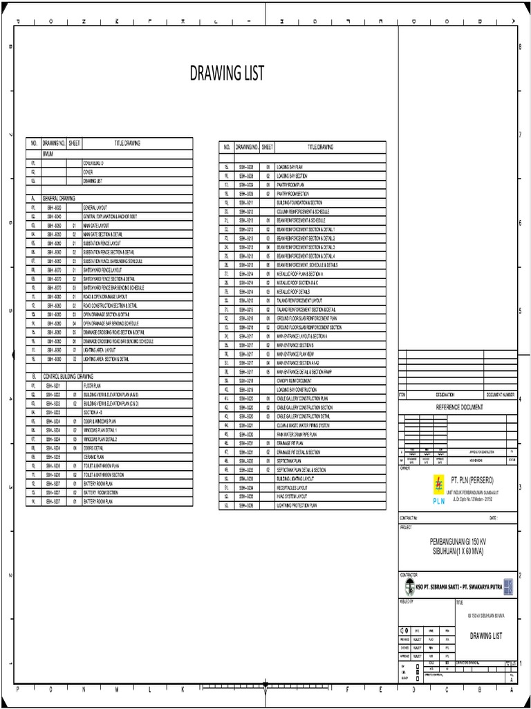 Drawing List & Cover | PDF