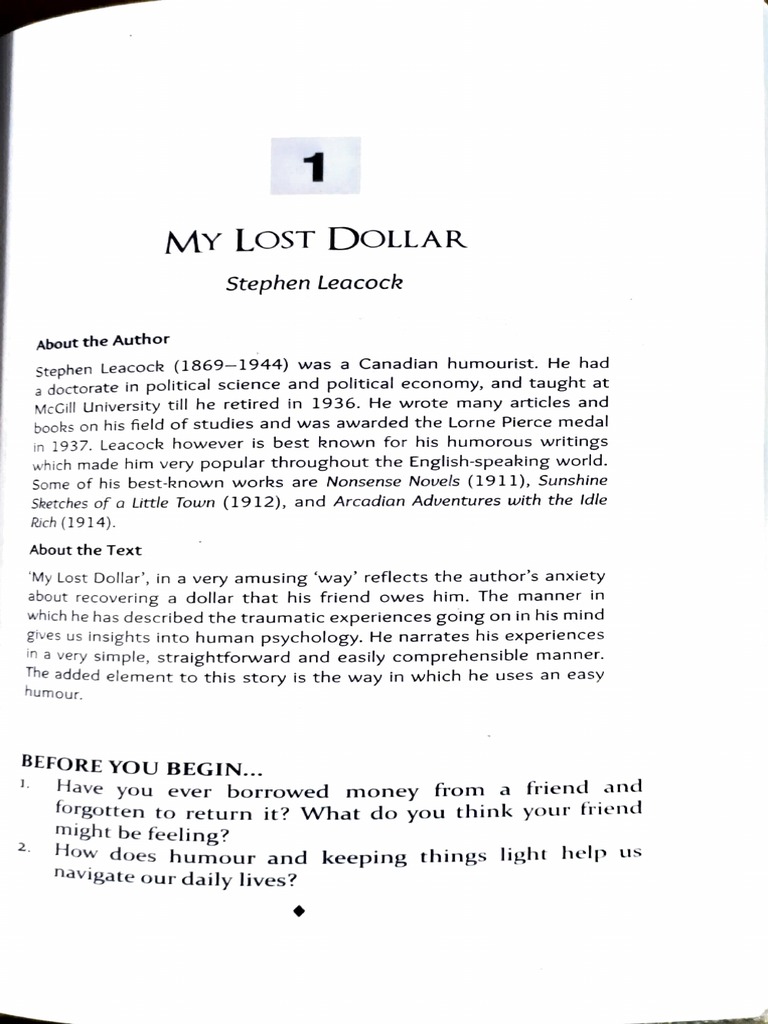 My Lost Dollar: A Humorous Tale | PDF