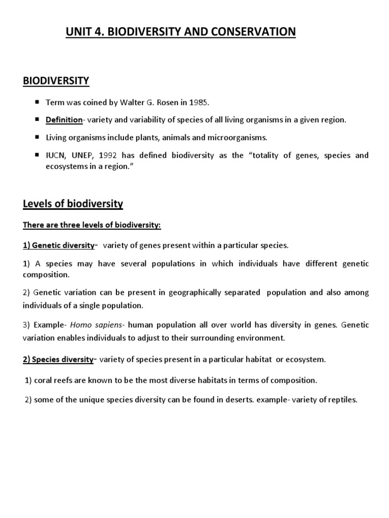 E.V.S Unit 4 Biodiversity and Conservation | PDF | Biodiversity | Himalayas