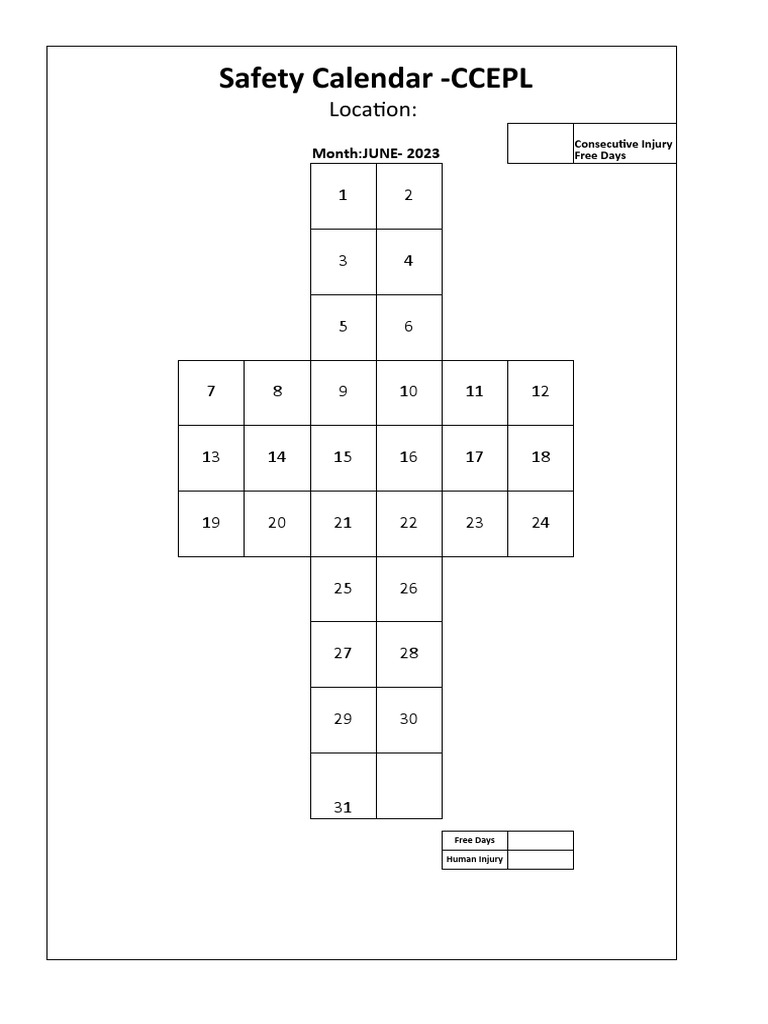 June 2023 Safety Calendar Overview | PDF