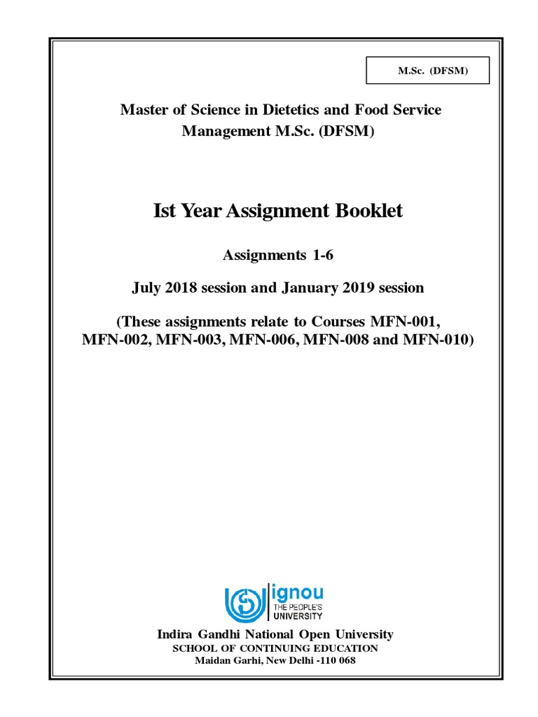 MSCDFSM 1st Year Assignments 2018-19 | PDF | Metabolism | Malnutrition