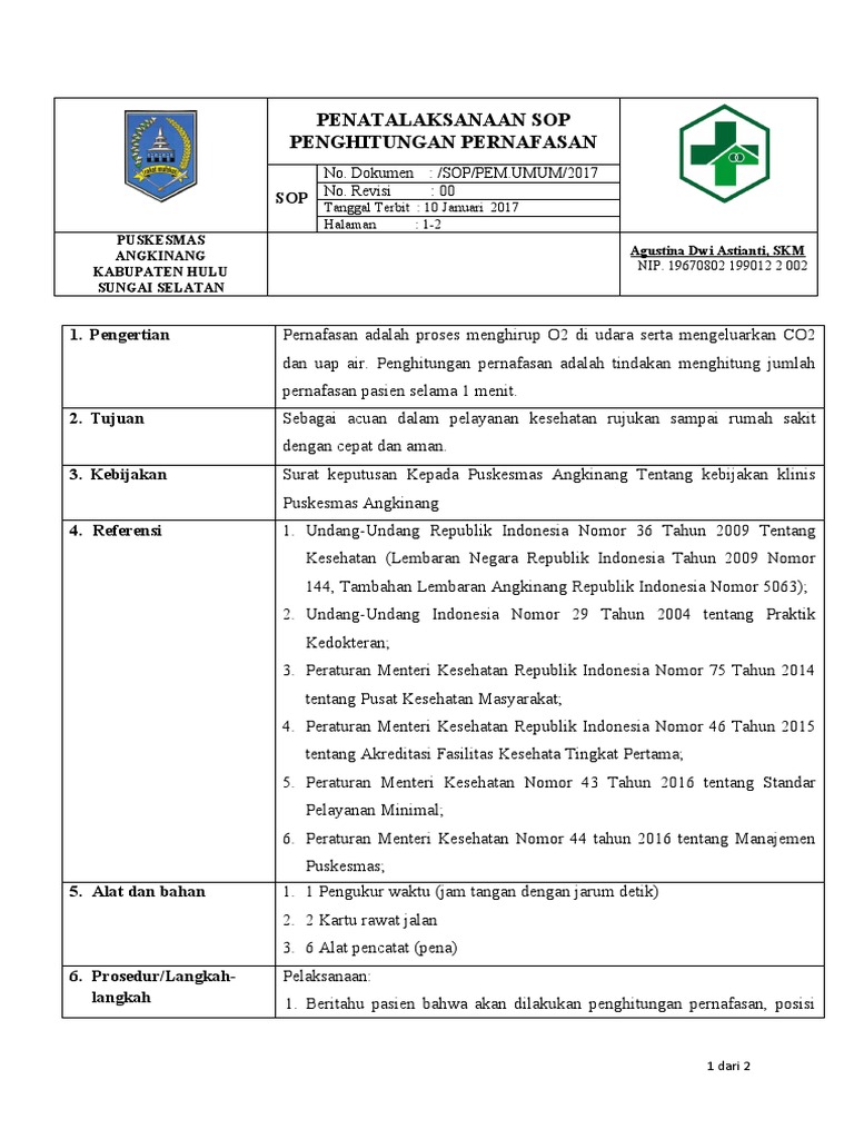 29.sop Penghitungan Pernafasan Ok 1 | PDF