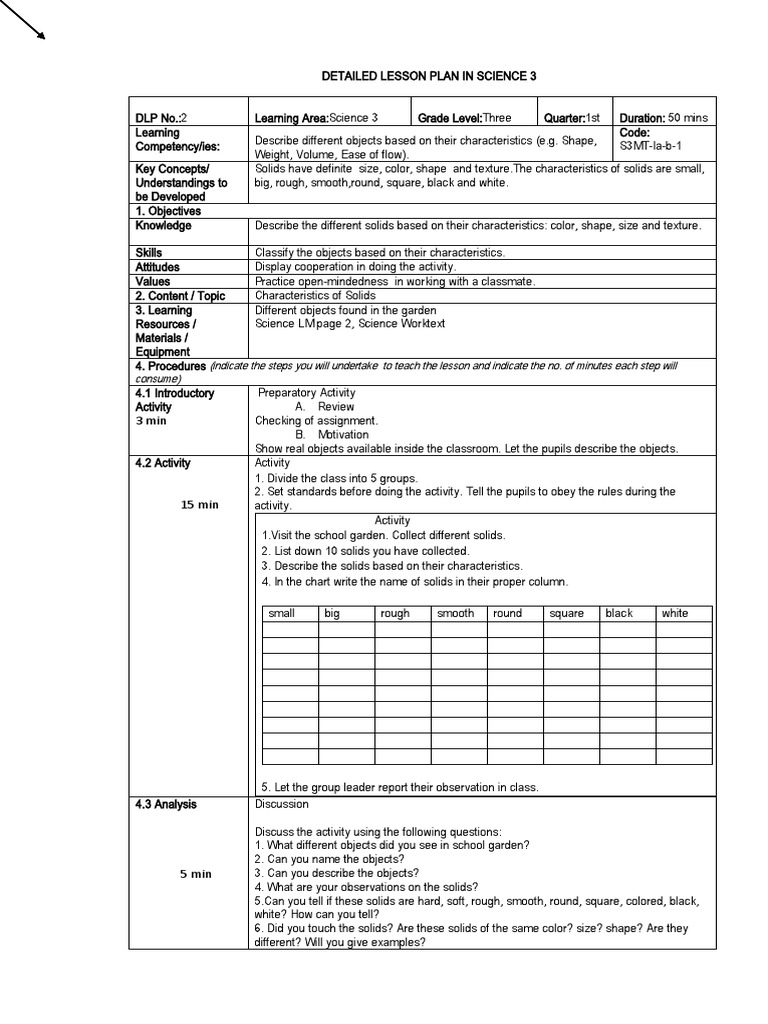 DLP-in-Science-3-QUARTER-1 | PDF | Learning | Lesson Plan