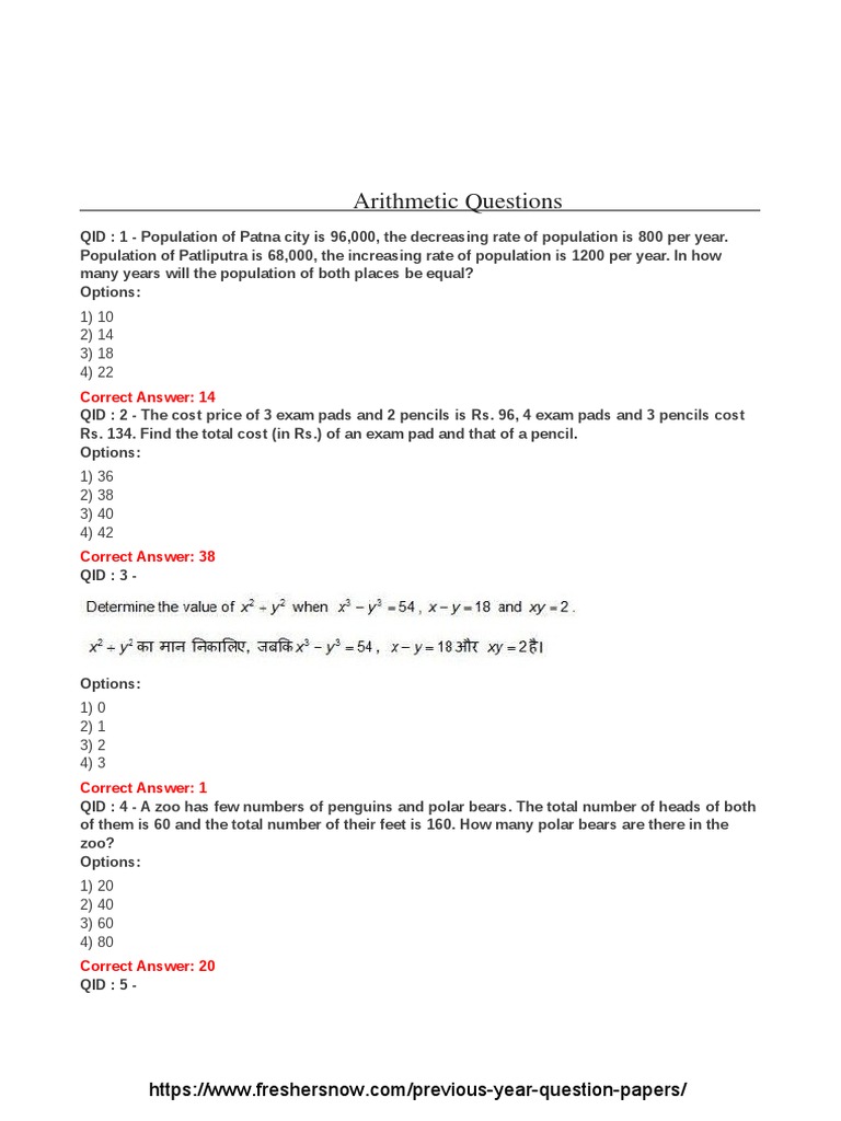 OSSSC Laboratory Technician Arithmetic Model Paper PDF | PDF | Area ...