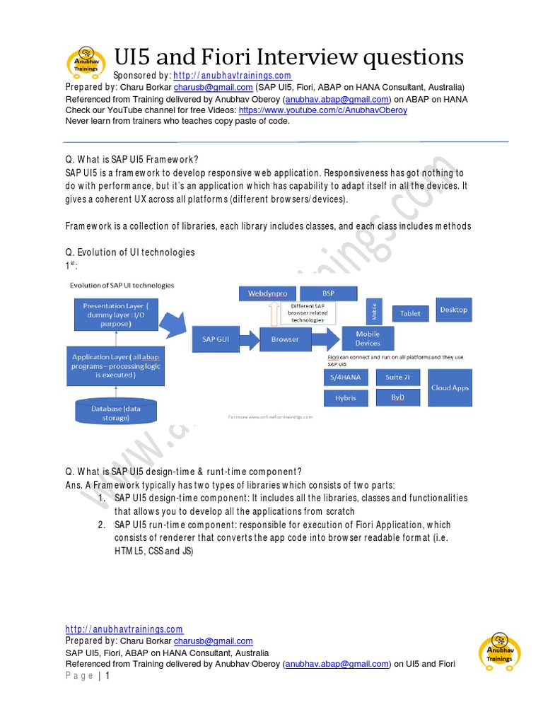 UI5 and Fiori Interview Questions: Q. What Is SAP UI5 Framework? | PDF | Html Element | Html