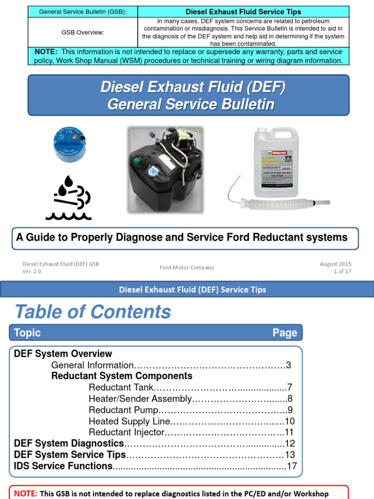 Ford DEF Service Info | PDF | Fuel Injection | Pump