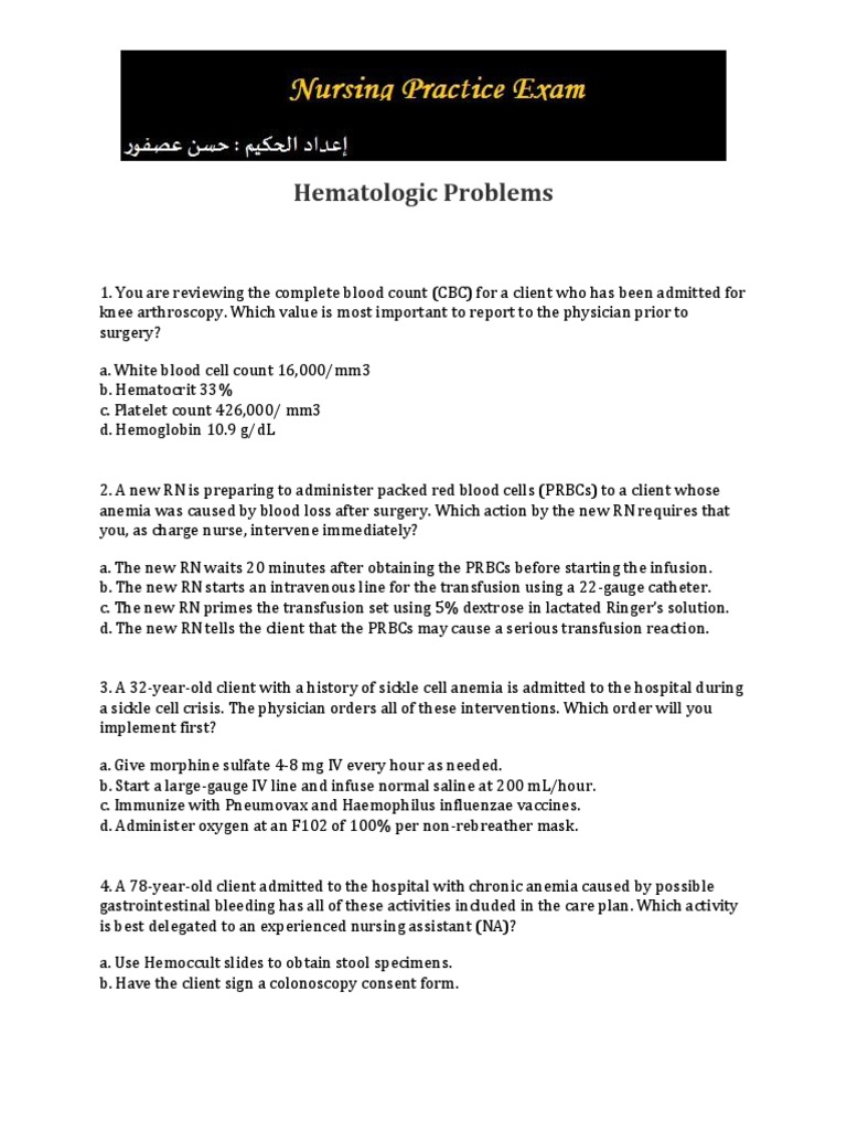 Hematologic Problems | PDF