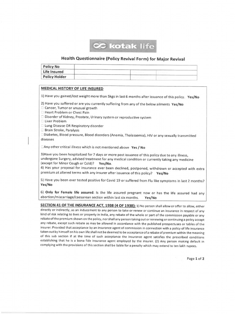 Kotak Life Health-Sign | PDF