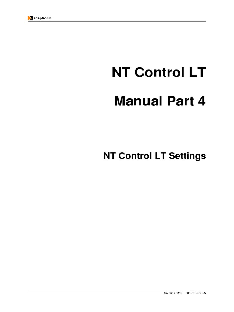 NT Control LT Manual: Setup Guide | PDF | Switch | Computer Architecture