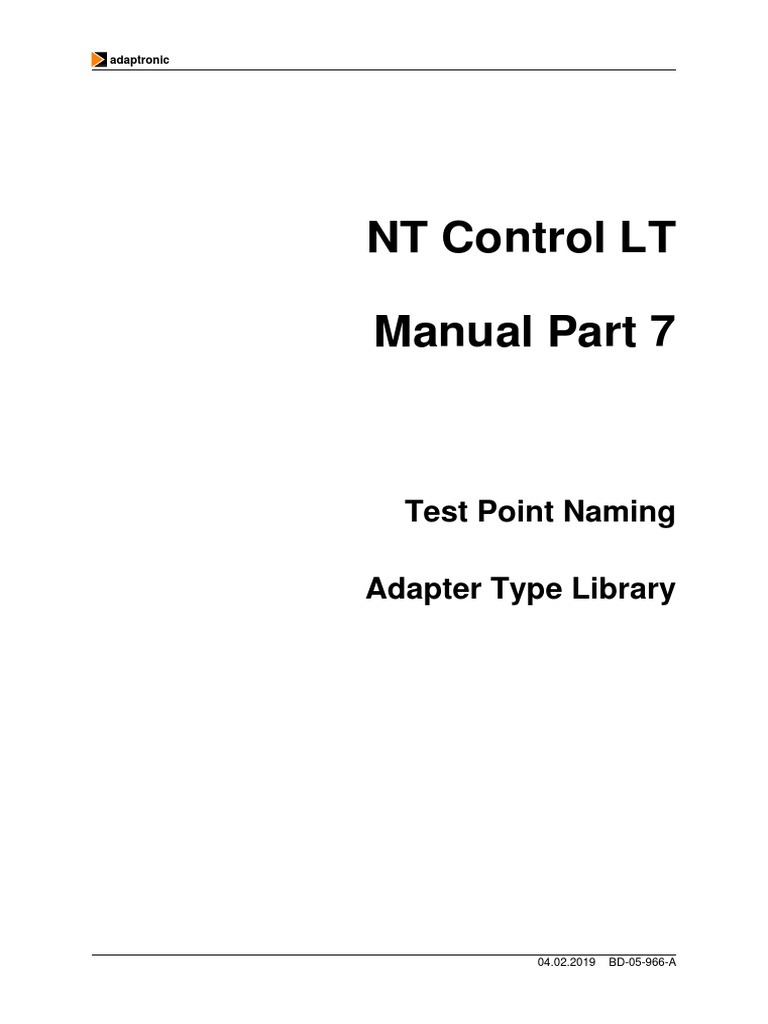 BD05966 - NT Control LT Part 7 Test Point Naming and Adapter Type ...