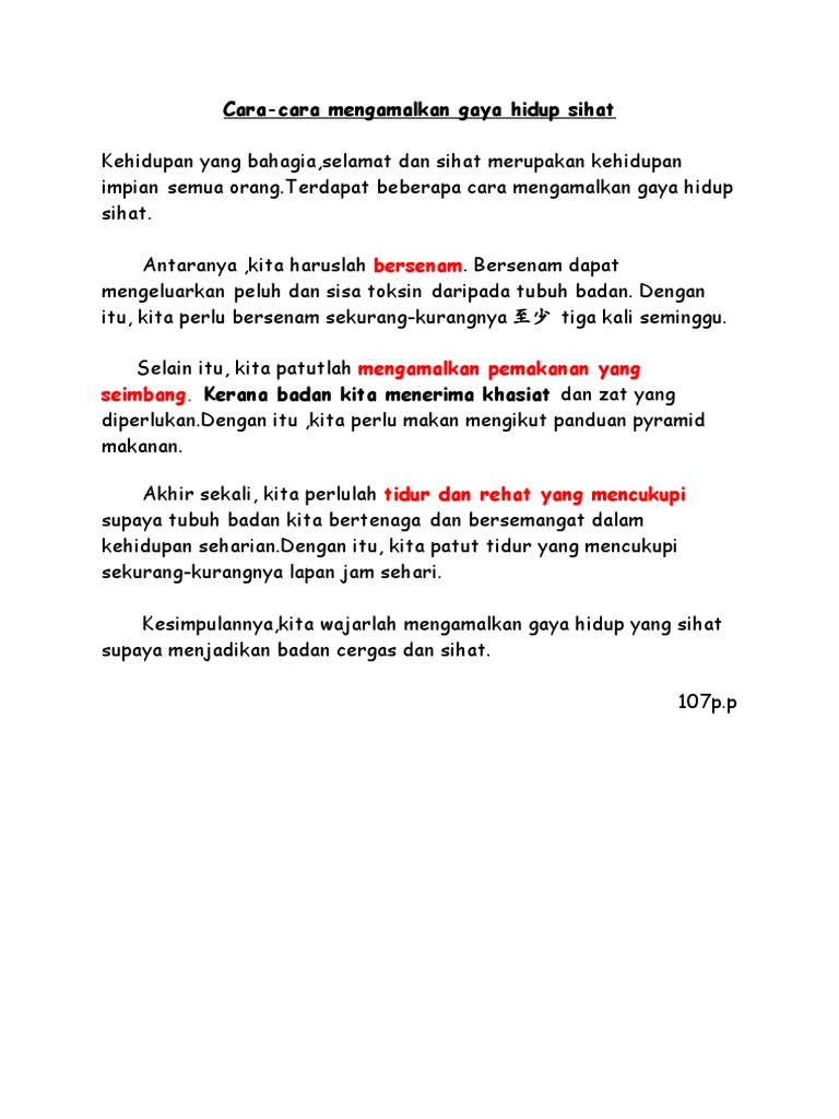 Cara-Cara Mengamalkan Gaya Hidup Sihat | PDF