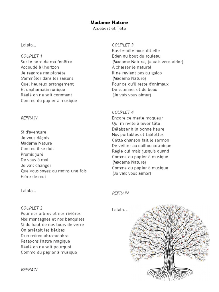 Aldebert - Madame Nature Paroles | PDF