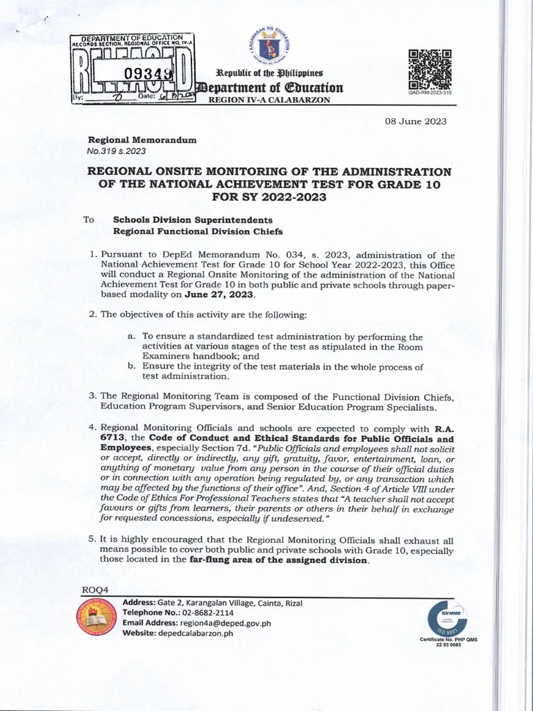Regional Memorandum 2023 319 | PDF