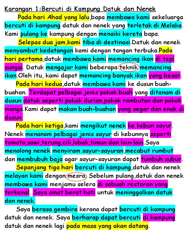 Karangan 1-Bercuti Di Kampung Datuk Dan Nenek | PDF Karangan 1-Bercuti Di Kampung Datuk Dan Nenek | PDF