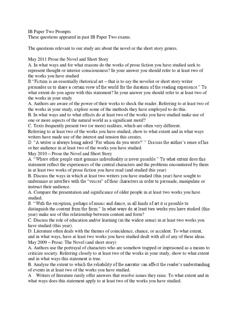 Previous IB Paper Two Prompts | PDF