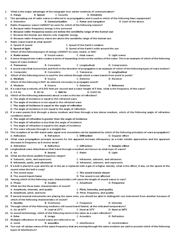 EST QUIZ 1 With Answer Key | PDF | Ionosphere | Radio Propagation