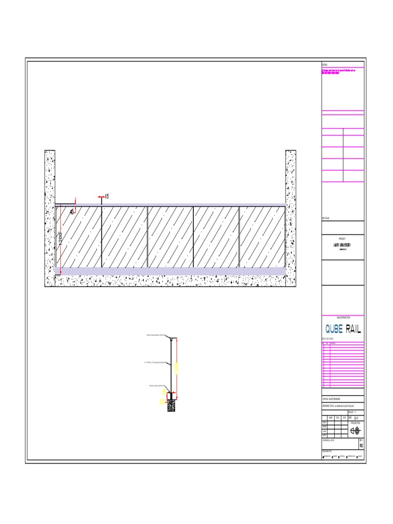 Typical Glass Railing Drawing | PDF | Materials | Glasses