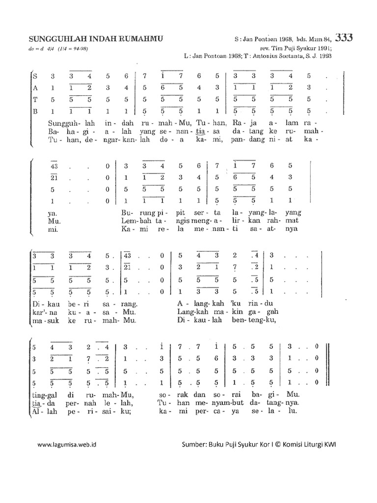 Sungguhlah Indah Rumahmu Tuhan Ps 333 | PDF