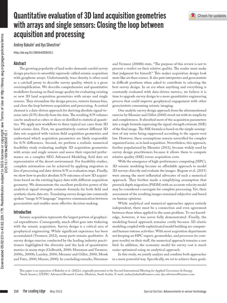 Quantitative Evaluation of 3D Land Acquisition Geometries With Arrays ... Quantitative Evaluation of 3D Land Acquisition Geometries With Arrays ...