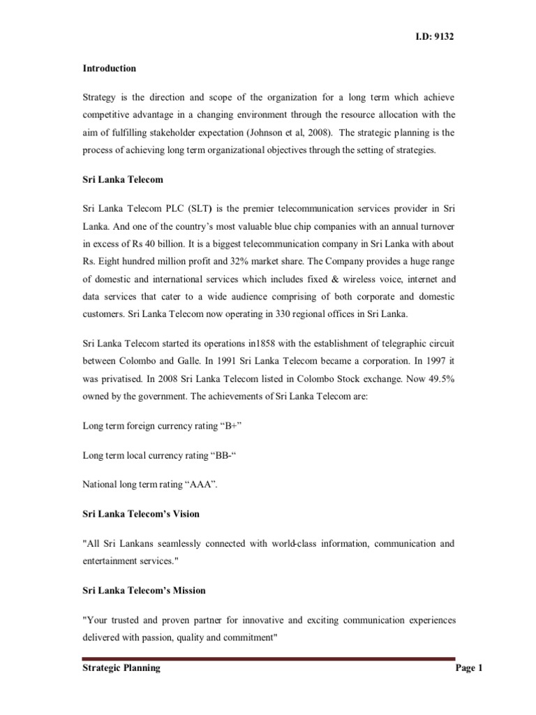 Jeewan SLT Assignment 1 1 | PDF | Strategic Management | Strategic Planning