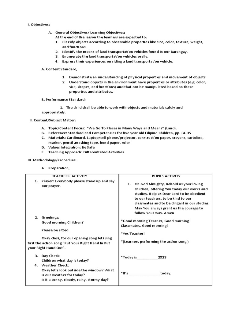 SCDP Detailed Lesson Plan 2023 | PDF