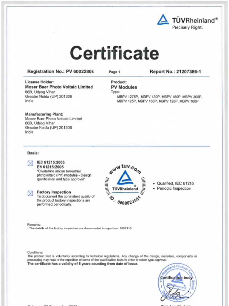 IEC-Certificate-PV-60022804_61215 | PDF