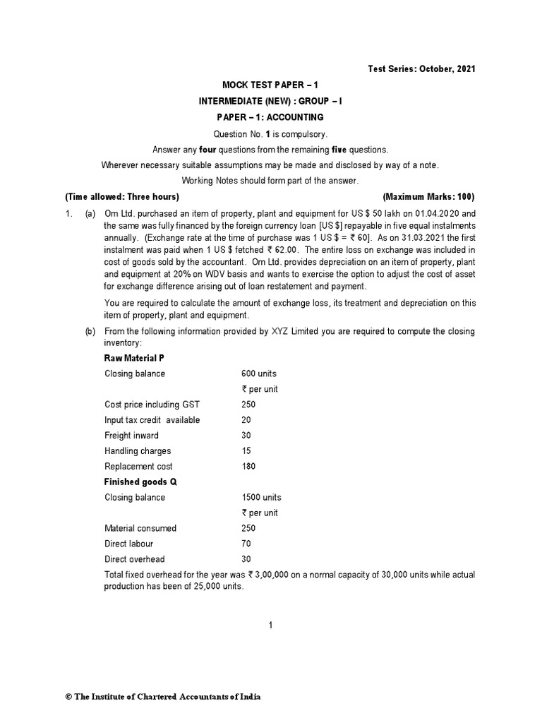 Accounting MTP Question Series I 1676966561047406 | PDF | Debits And ...