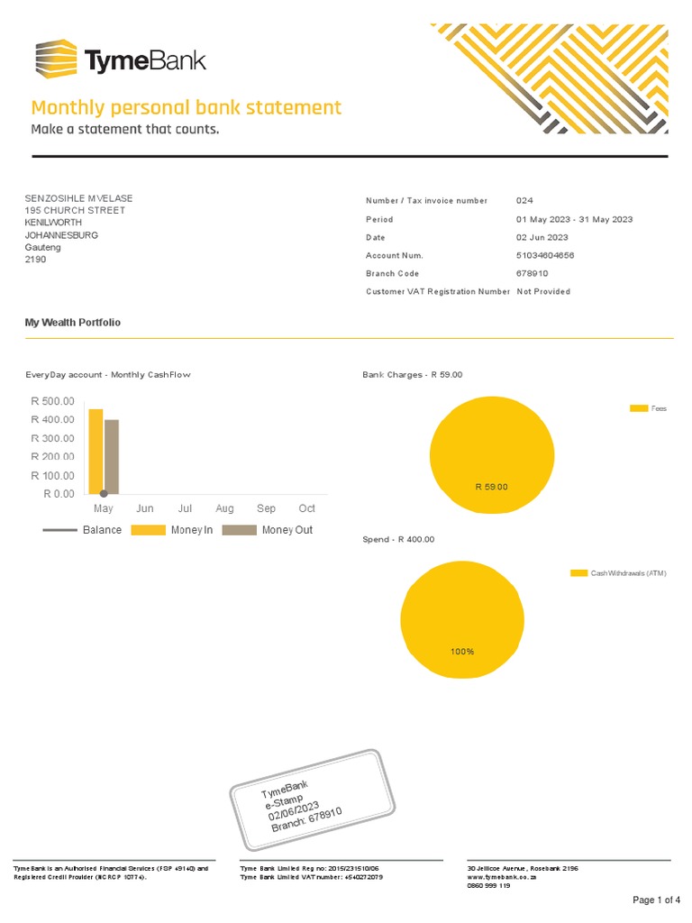 TymeBank Personal Bank Statement 2023 06 02 | PDF