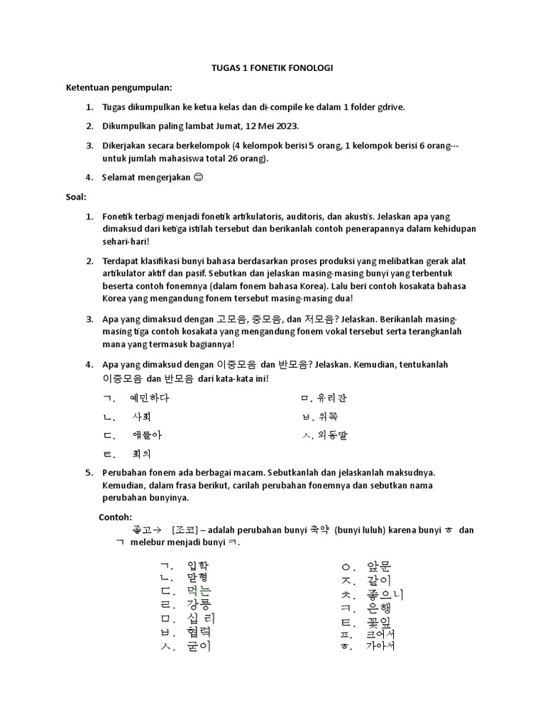 Tugas 1 Fonetik Fonologi | PDF
