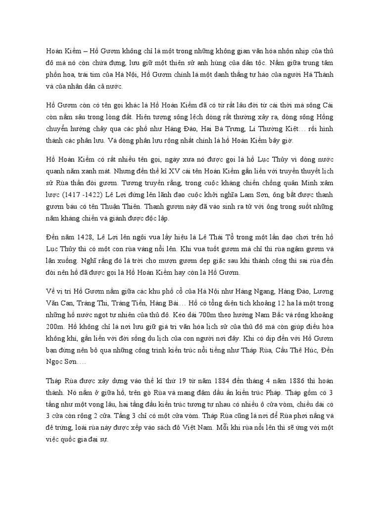 Hồ Hoàn Kiếm Pdf