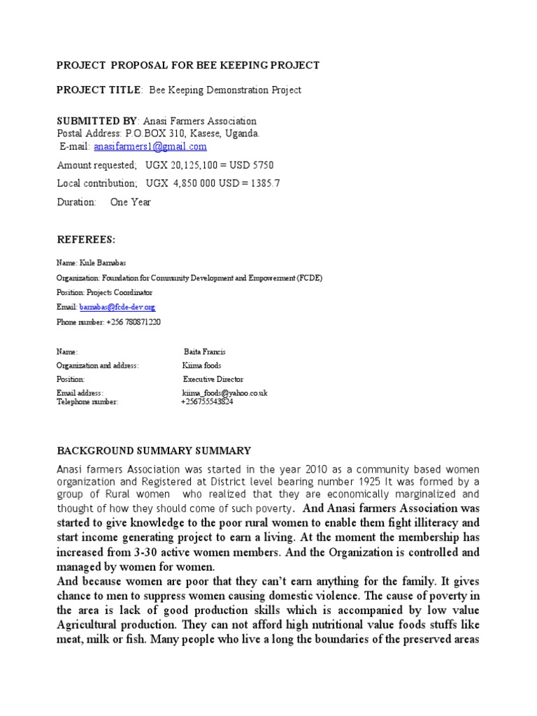 Bee Keeping Proposal | PDF | Beekeeping | Beehive