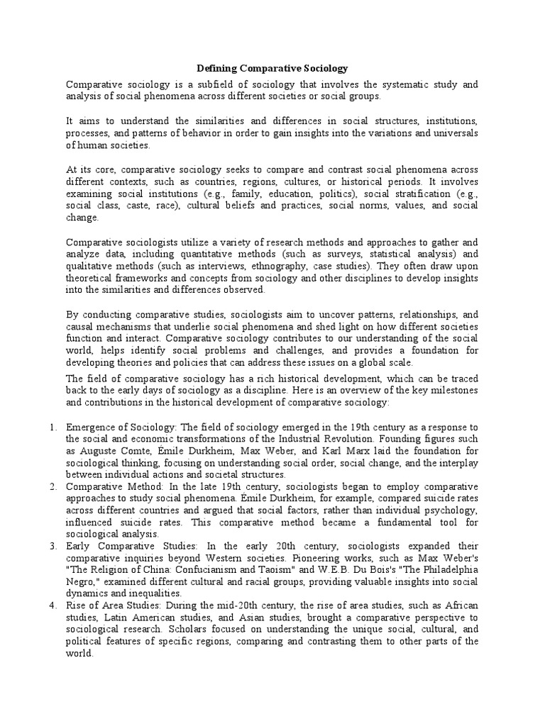 Introduction Comparative Sociology | PDF | Sociology | Methodology