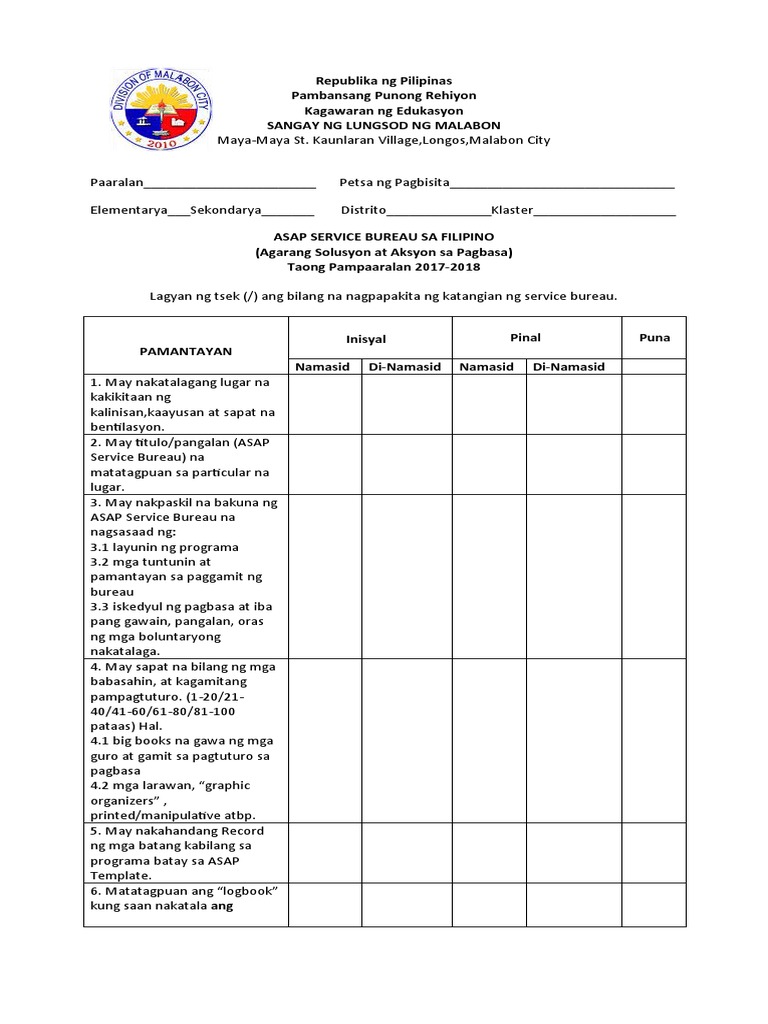 Asap Checklist | PDF