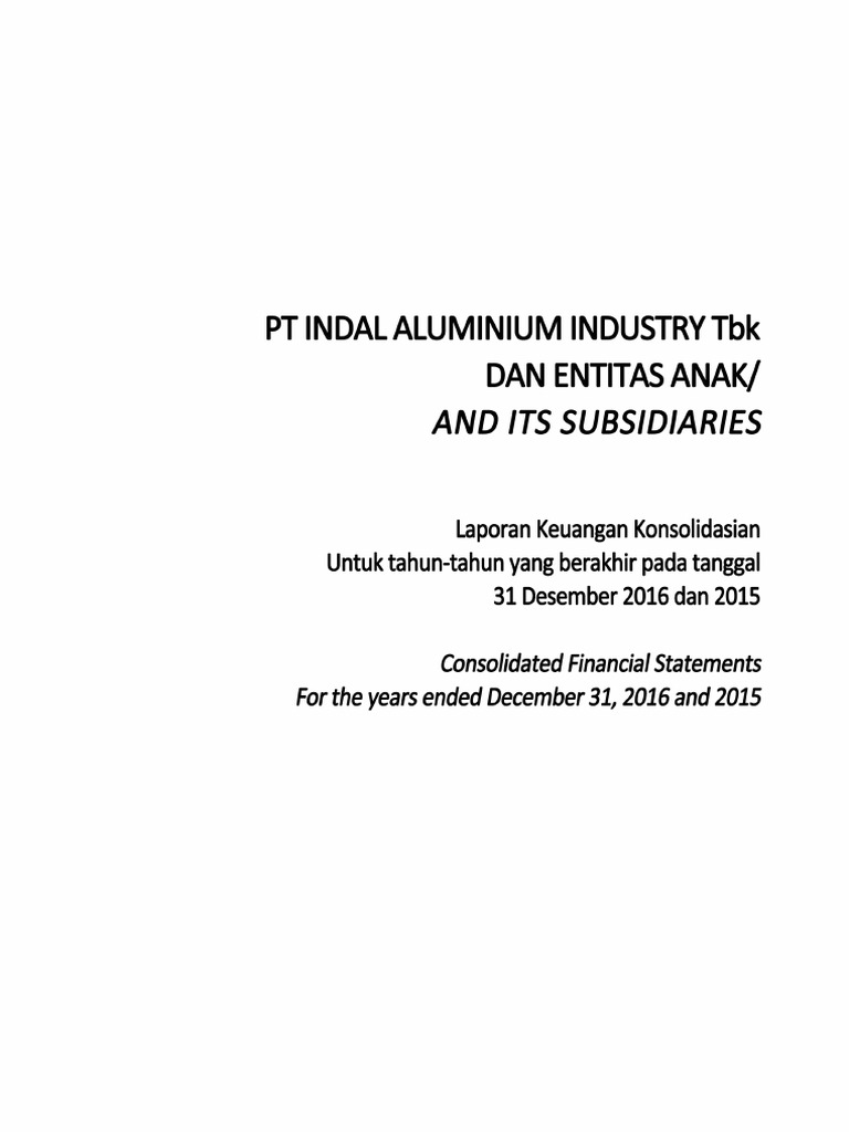 FY 2016 INAI Indal+Aluminium+Industry+Tbk | PDF