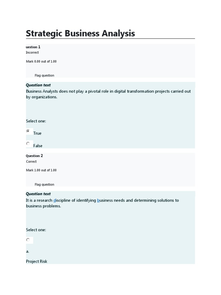 Strategic Business Analysis (PrelimQ1) | PDF | Business Analysis | Thought