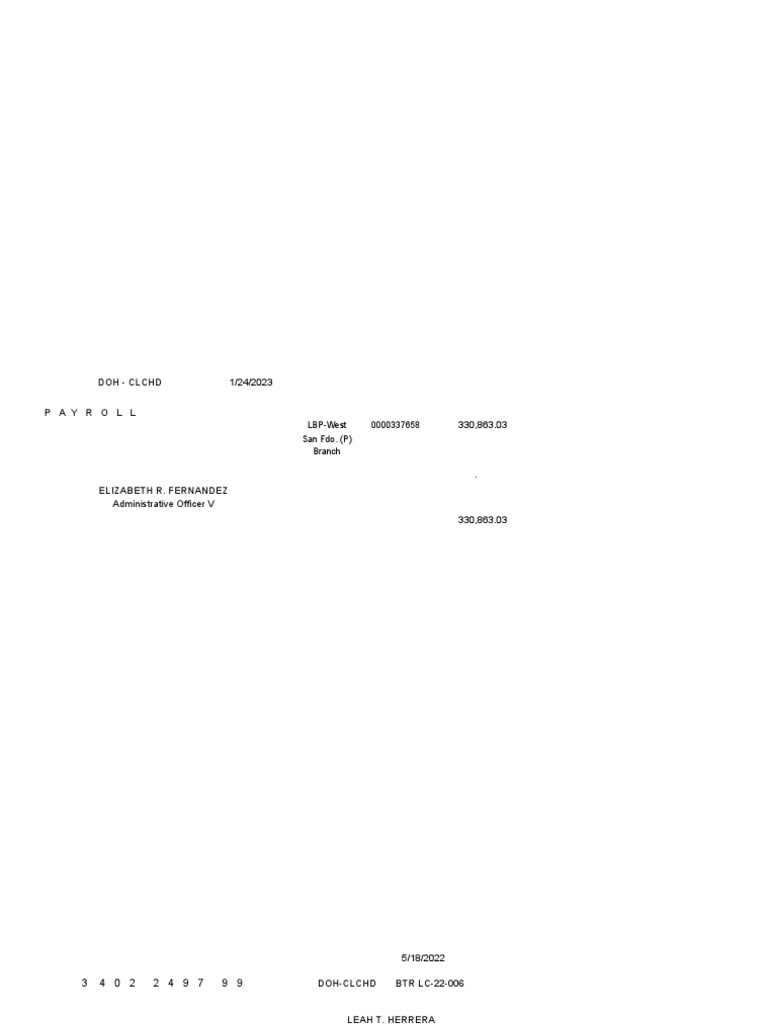 DEPOSIT SLIP - LBP 2022 | PDF