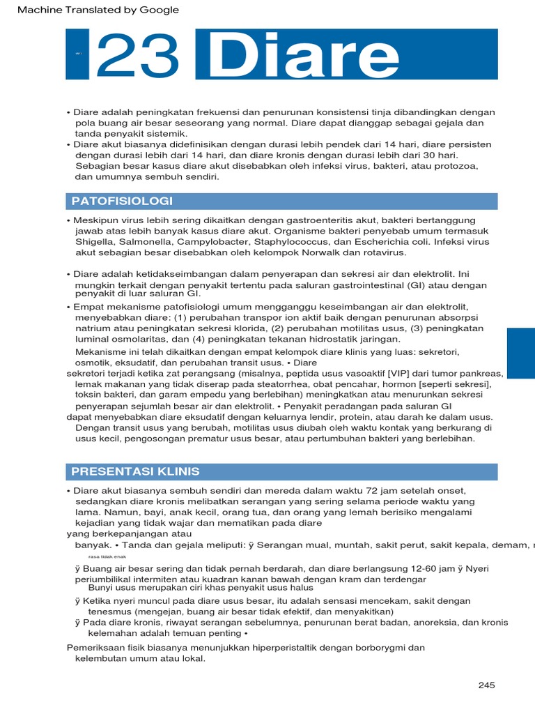 Diare: Patofisiologi | PDF