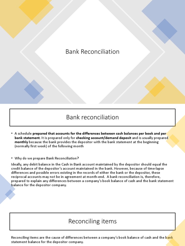 Bank Reconciliation | PDF | Deposit Account | Banks
