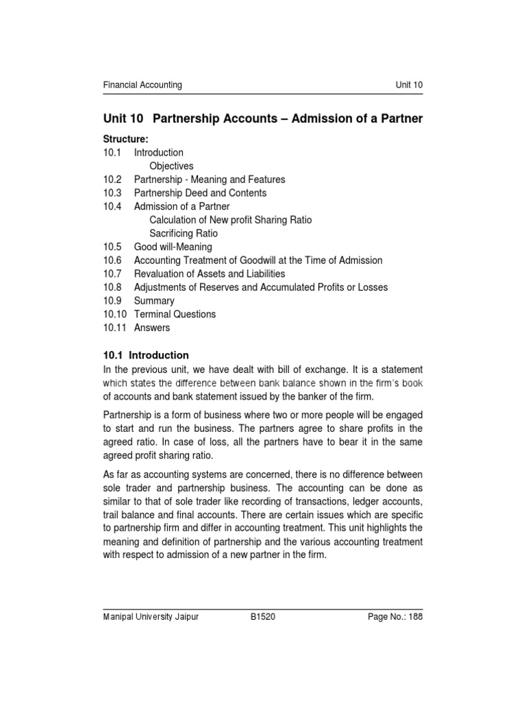 Unit 10-Partnership Accounts - Admission of A Partner | PDF | Balance ...