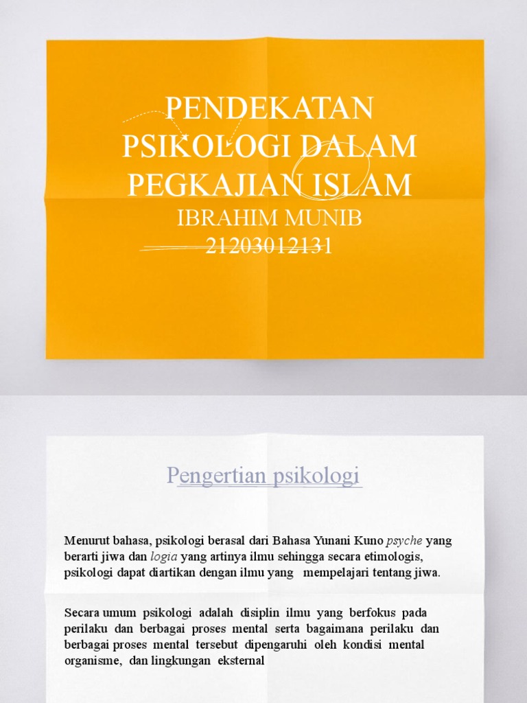 Pendekatan Psikologi Dalam Pengkajian Islam | PDF Pendekatan Psikologi Dalam Pengkajian Islam | PDF