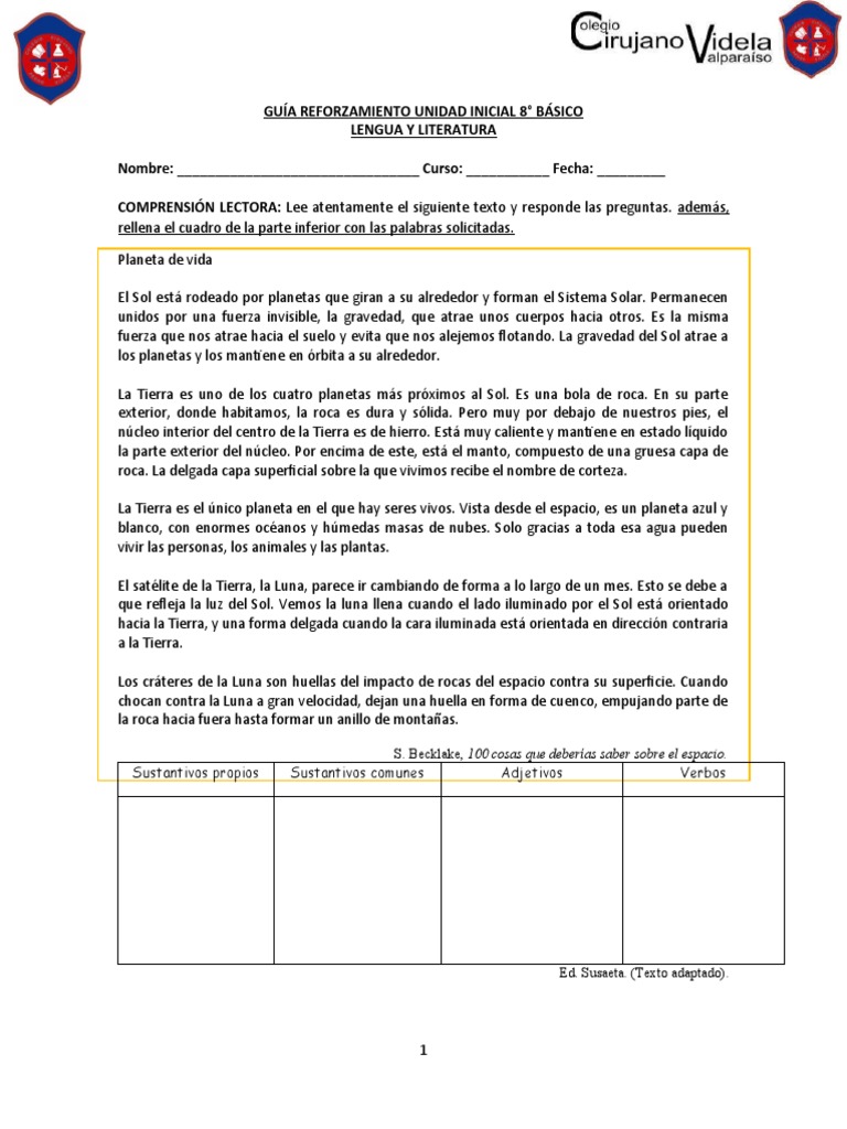 8vo B - Lenguaje y Literatura - Guía de Repaso Comprension y Gramatica | Descargar gratis PDF ...