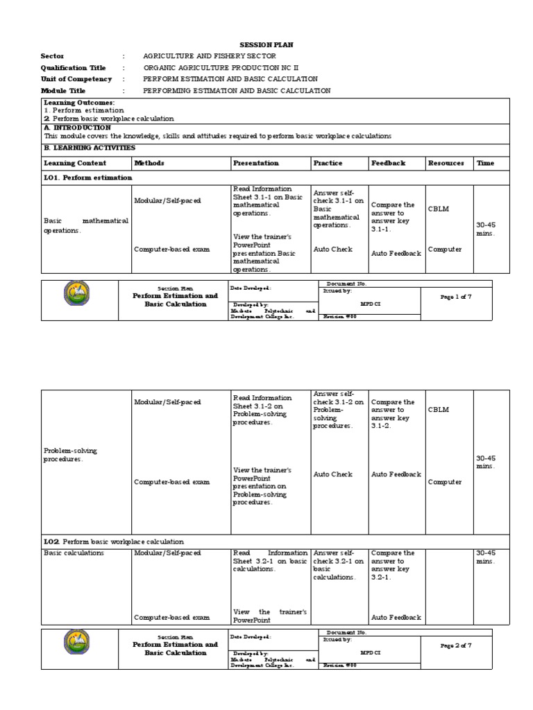 Lo3 Perform Estimation And Basic Calculation Pdf Percentage Decimal