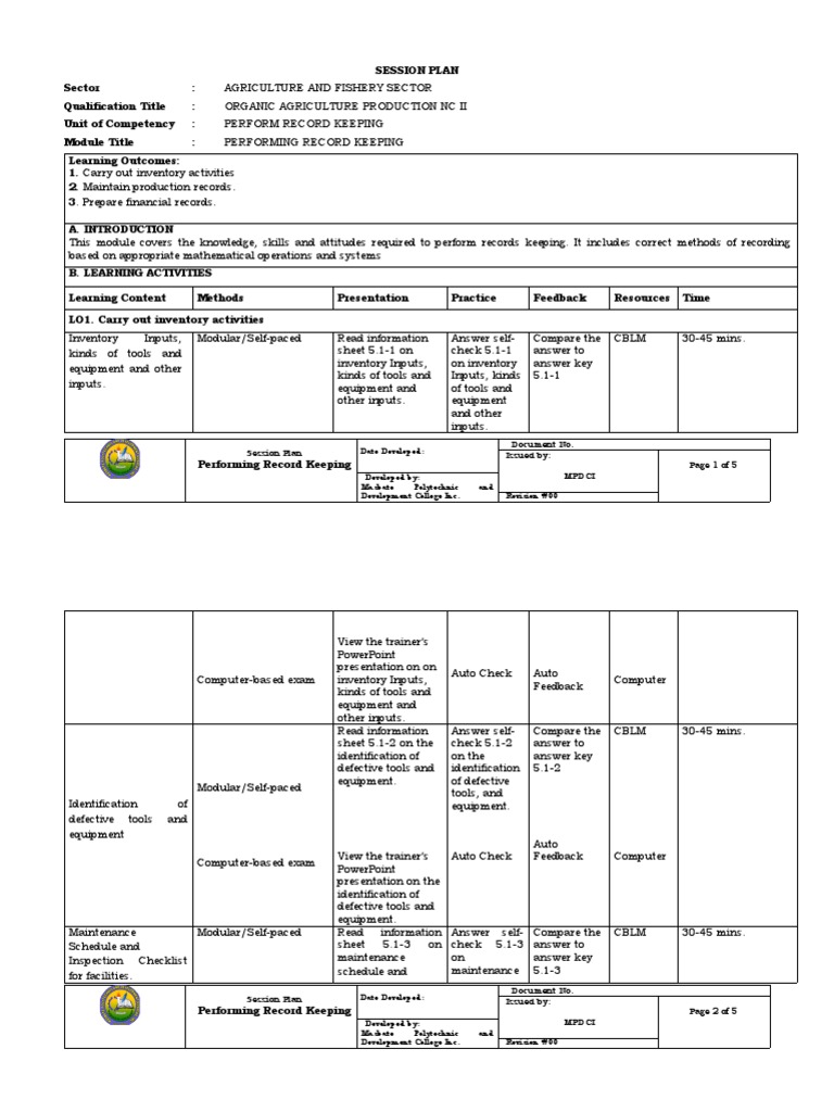 Lo5. Performing Record Keeping | PDF