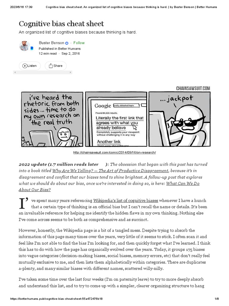 Cognitive bias cheat sheet | PDF