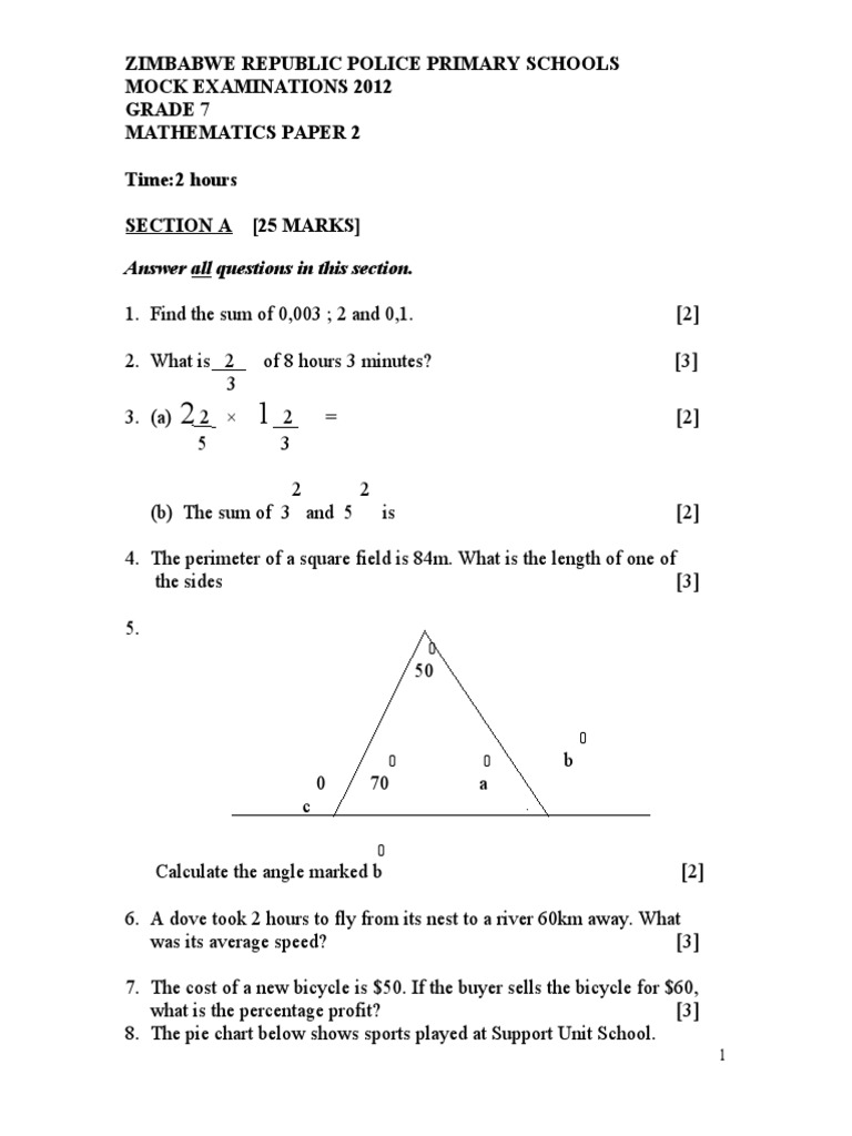 Grade 7 Maths Paper 2 Mock 2012 | PDF