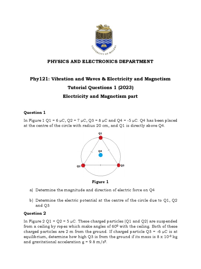 Tutorial 1 - Electricity and Magnetism | PDF