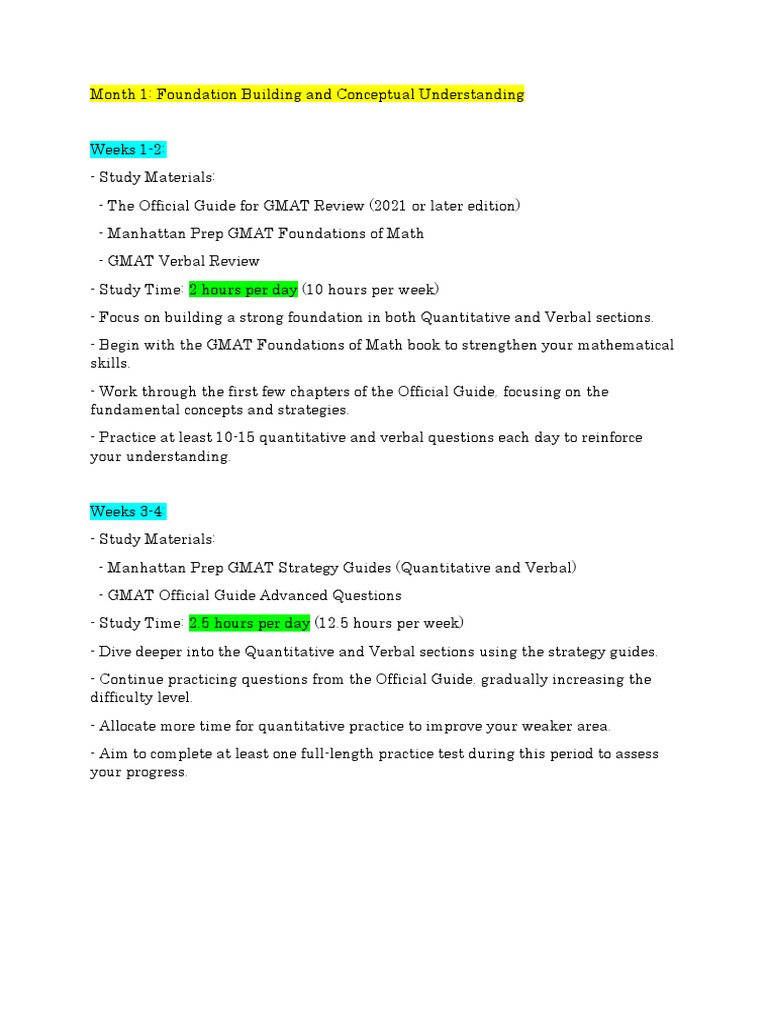 GMAT Time Table | PDF