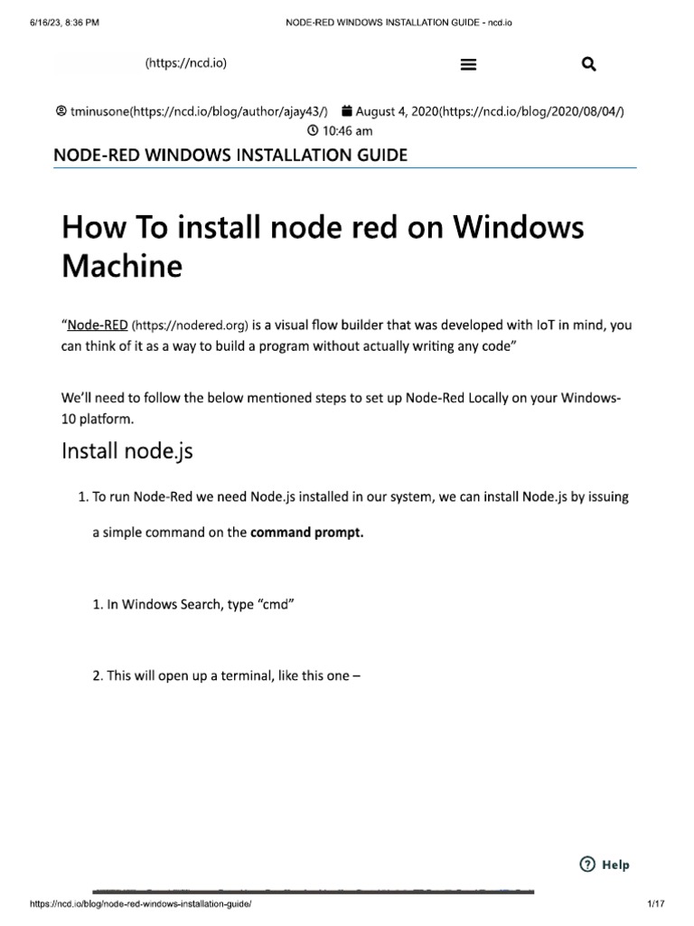 Node Red Windows Installation Guide | PDF
