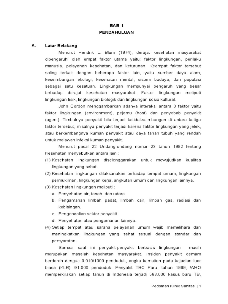 Pedoman Klinik Sanitasi - 042801 | PDF